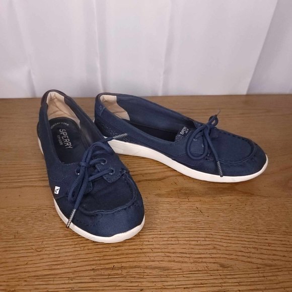 Sperry | Shoes | Sperry Womens 8m Navy Blue Slip On Boat Shoes Memory ...